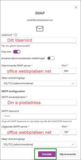 Lägg till e-postkonto i Outlook för Windows - WebbPlatsen Office